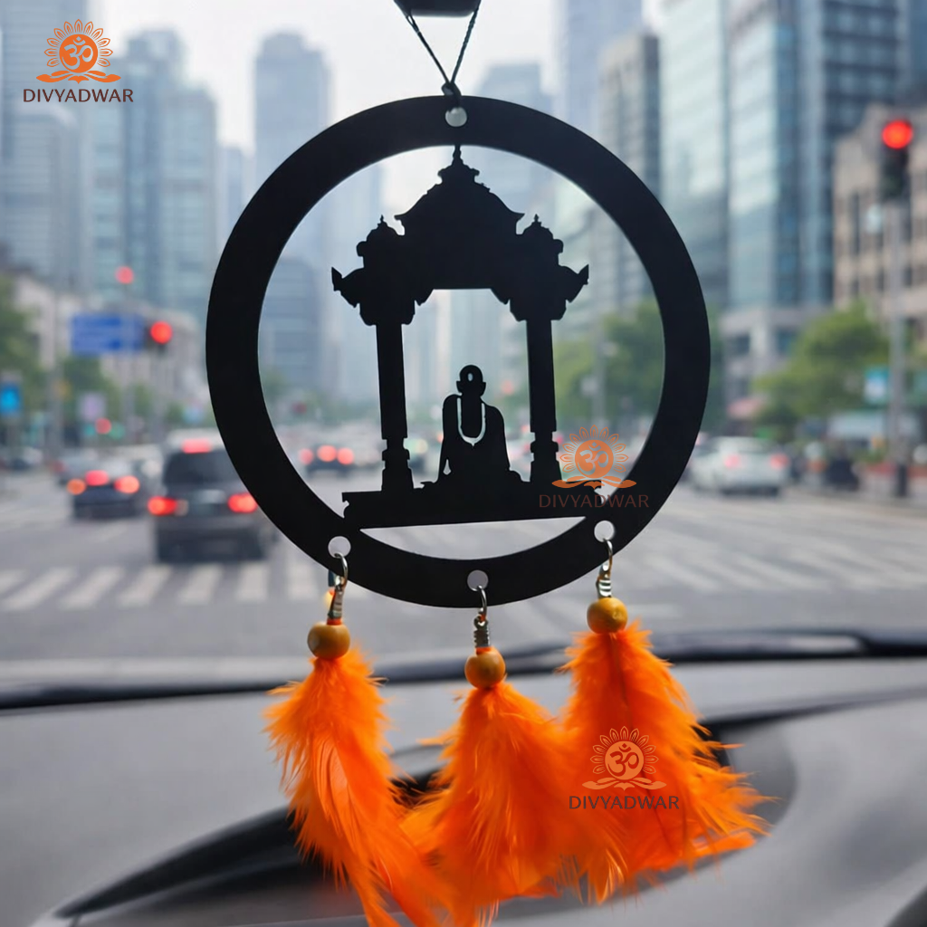 Shree Swami Samarth Car Hanging with Temple Frame – DIVYADWAR